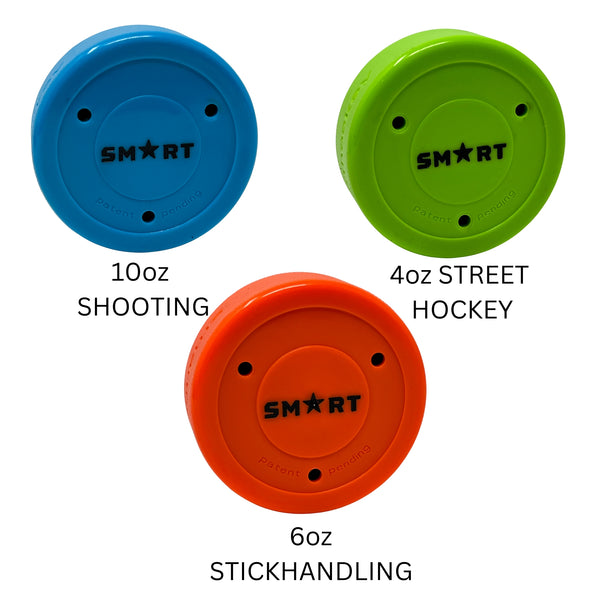 10oz, 6oz, 4oz Assorted Shooting Pucks - 3 Pack – Smarthockey